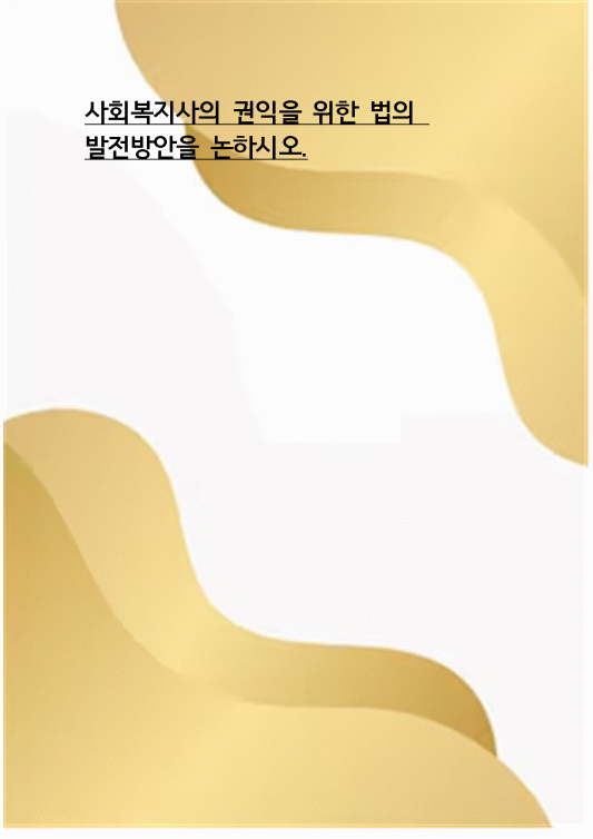 사회복지사의 권익을 위한 법의 발전방안을 논하시오.