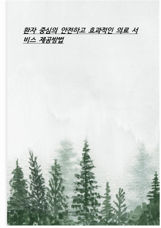 환자 중심의 안전하고 효과적인 의료 서비스 제공방법