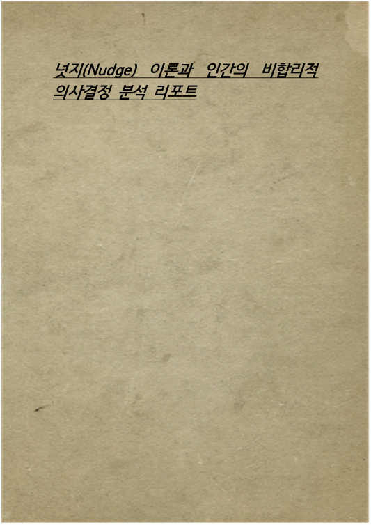 넛지(Nudge) 이론과 인간의 비합리적 의사결정 분석 리포트