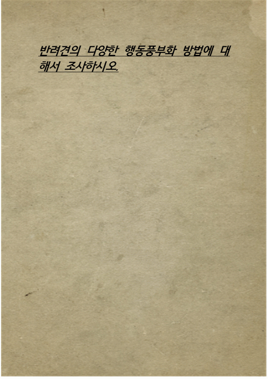 반려견의 다양한 행동풍부화 방법에 대해서 조사하시오.