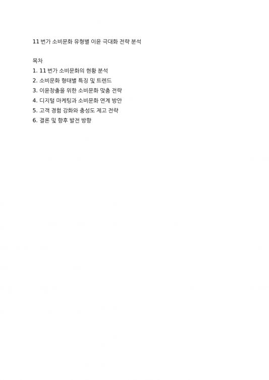 11번가 소비문화 유형별 이윤 극대화 전략 분석