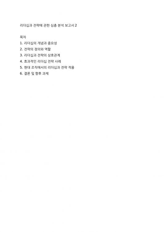 리더십과 전략에 관한 심층 분석 보고서2