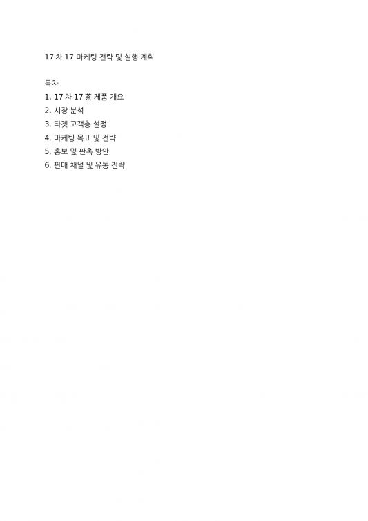 17차 17 마케팅 전략 및 실행 계획