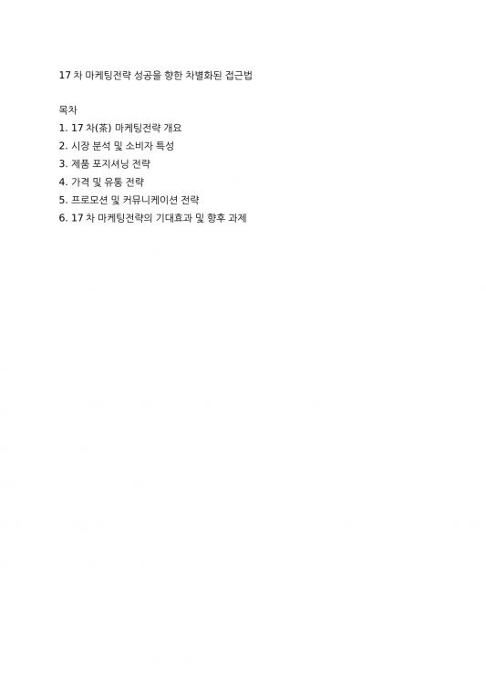 17차 마케팅전략 성공을 향한 차별화된 접근법