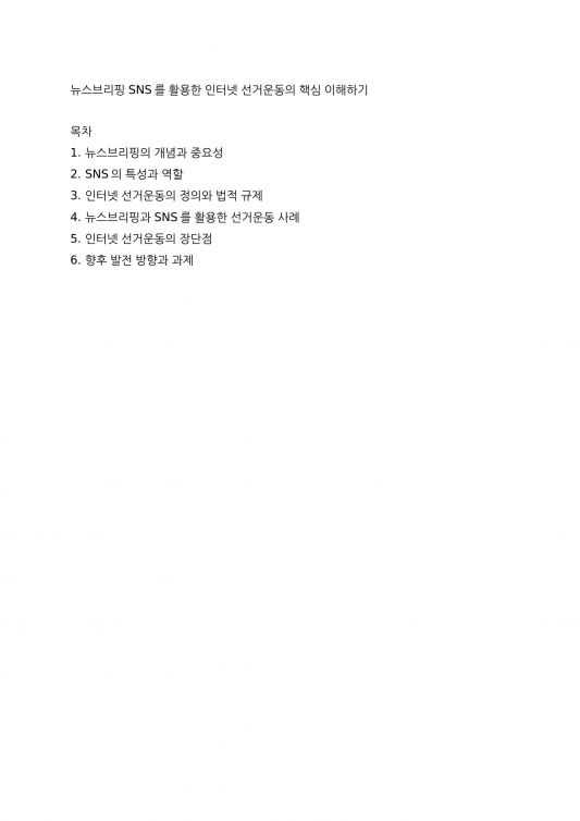 뉴스브리핑 SNS를 활용한 인터넷 선거운동의 핵심 이해하기