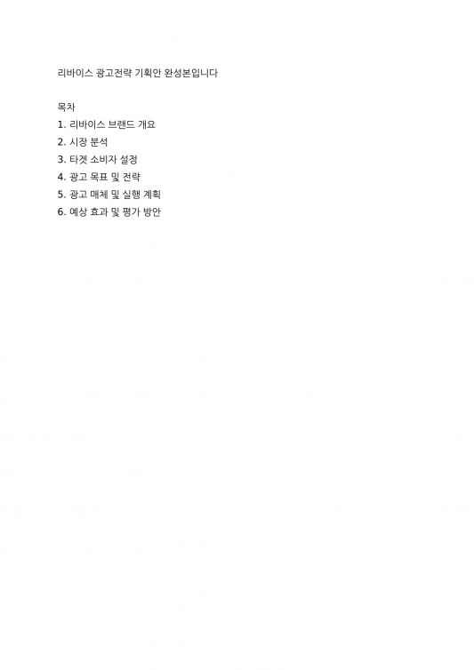 리바이스 광고전략 기획안 완성본입니다