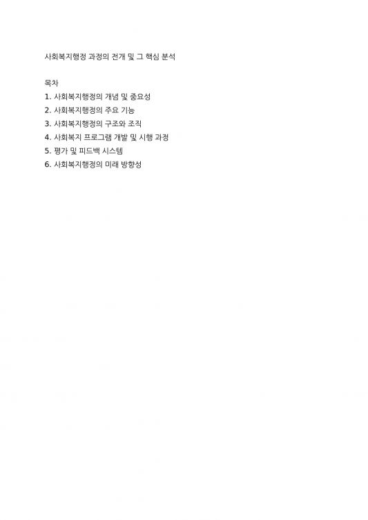 사회복지행정 과정의 전개 및 그 핵심 분석
