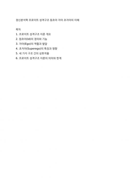 정신분석학 프로이트 성격구조 원초아 자아 초자아의 이해