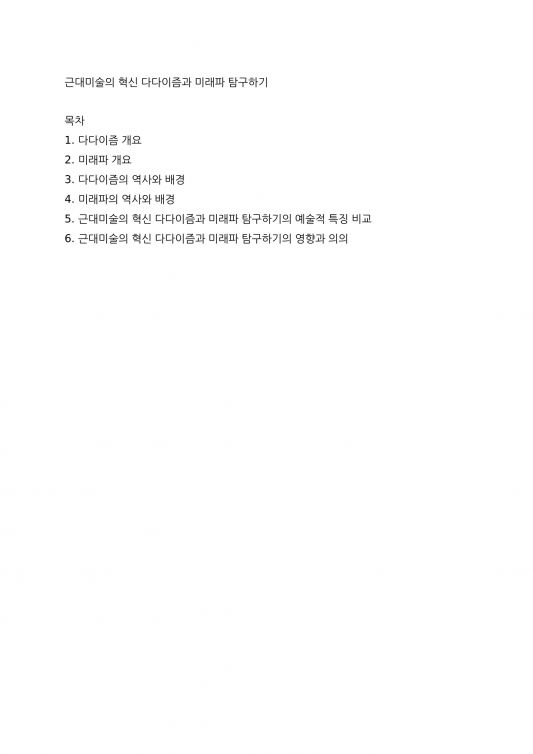 근대미술의 혁신 다다이즘과 미래파 탐구하기