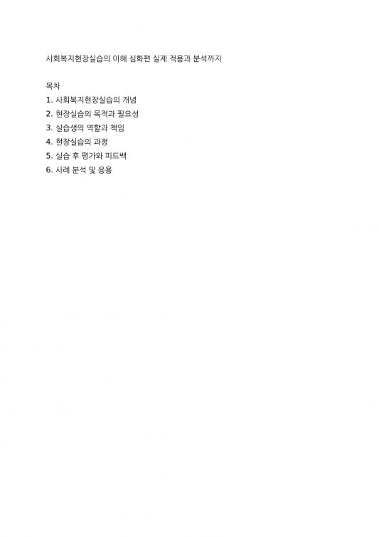 사회복지현장실습의 이해 심화편 실제 적용과 분석까지