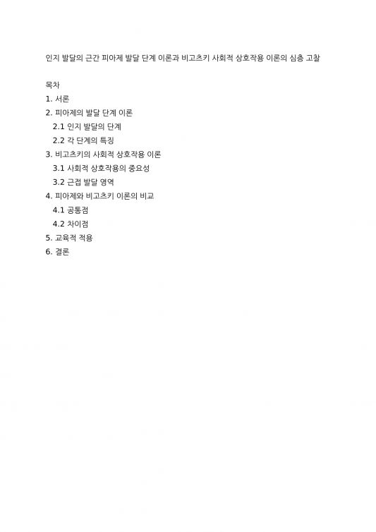 인지 발달의 근간 피아제 발달 단계 이론과 비고츠키 사회적 상호작용 이론의 심층 고찰