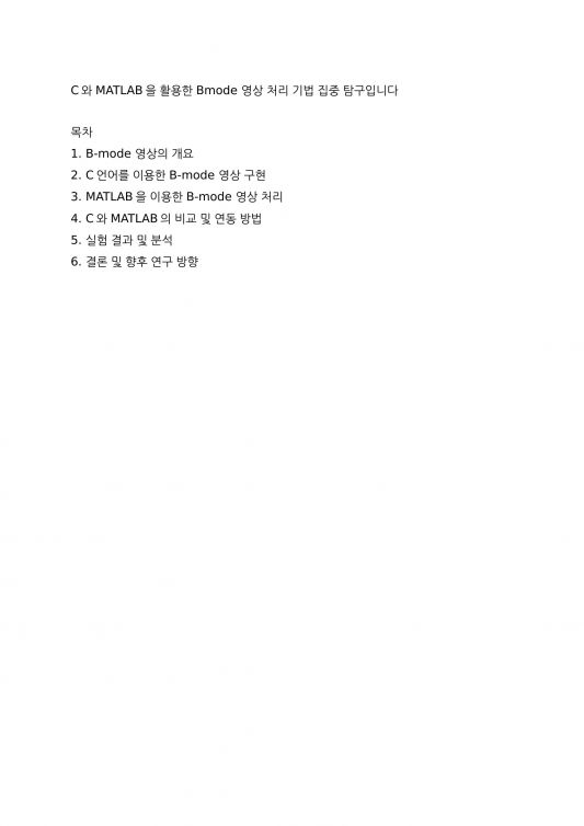 C와 MATLAB을 활용한 Bmode 영상 처리 기법 집중 탐구입니다