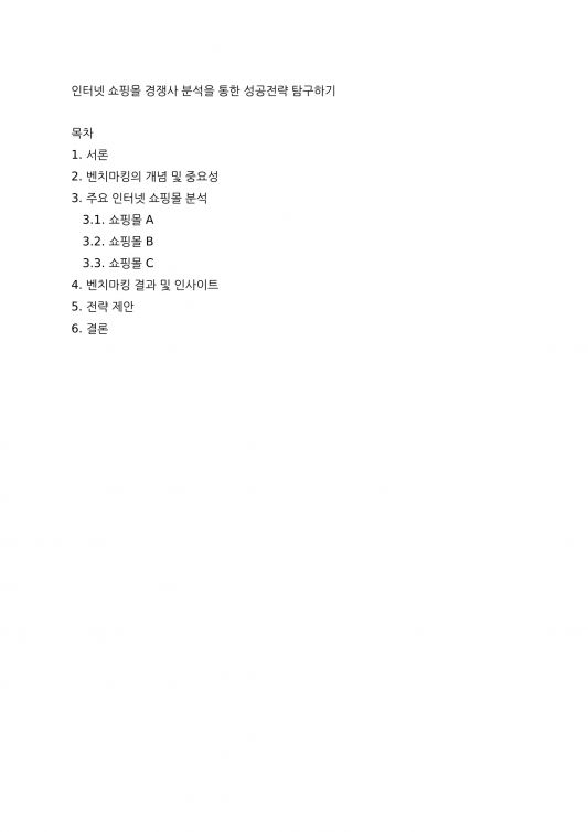 인터넷 쇼핑몰 경쟁사 분석을 통한 성공전략 탐구하기