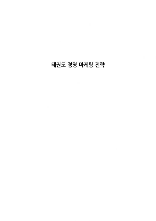 태권도 경영 마케팅 전략