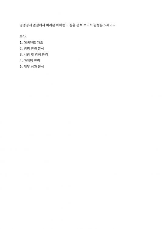 경영경제 관점에서 바라본 에버랜드 심층 분석 보고서 완성본 5페이지