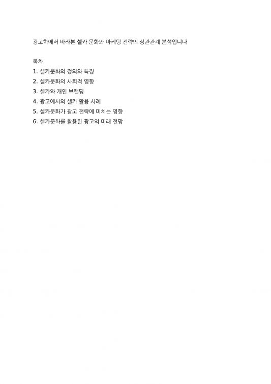 광고학에서 바라본 셀카 문화와 마케팅 전략의 상관관계 분석입니다