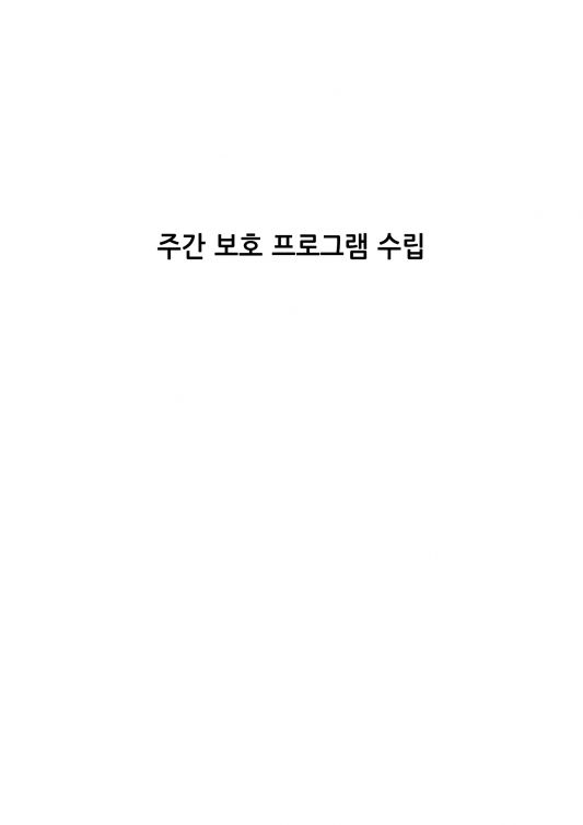 주간 보호 프로그램 수립