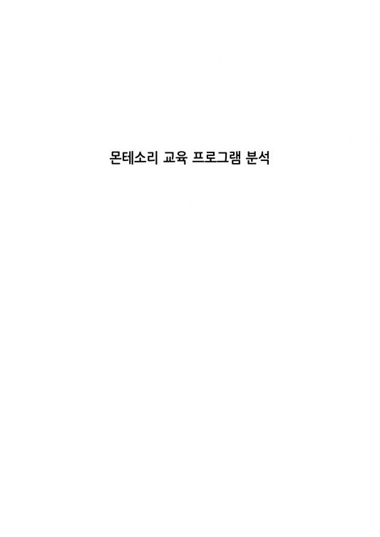 몬테소리 교육 프로그램 분석