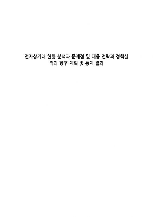전자상거래 현황 분석과 문제점 및 대응 전략과 정책실적과 향후 계획 및 통계 결과