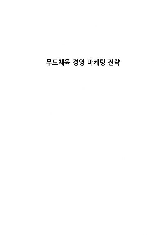 무도체육 경영 마케팅 전략