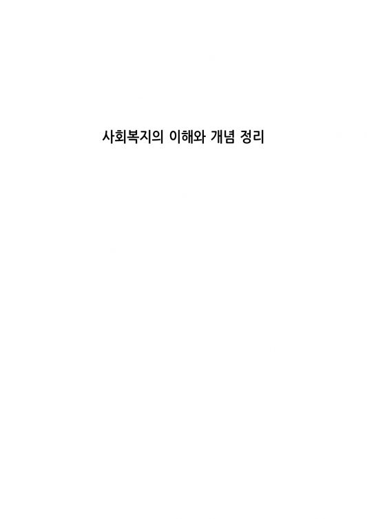 사회복지의 이해와 개념 정리