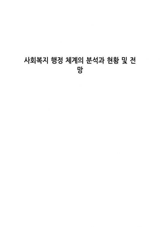 사회복지 행정 체계의 분석과 현황 및 전망