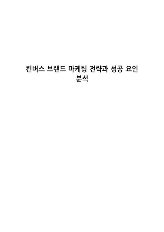 컨버스 브랜드 마케팅 전략과 성공 요인 분석
