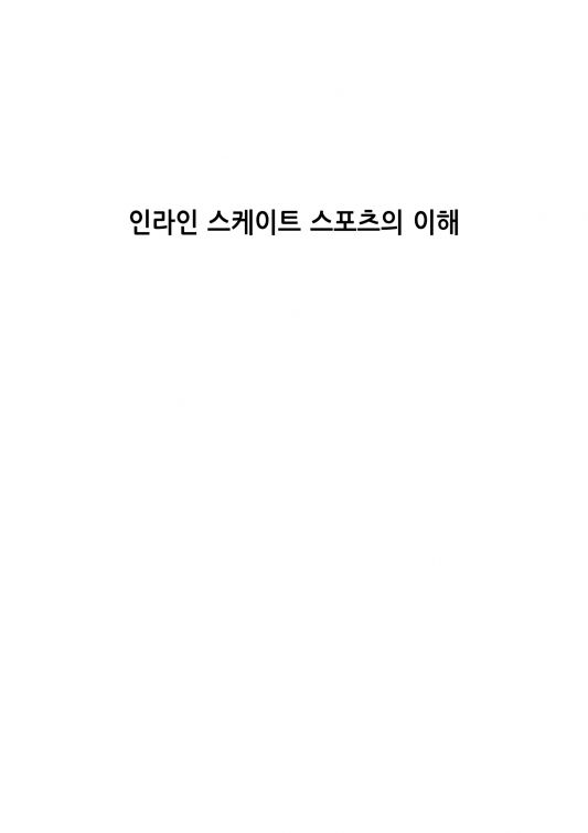 인라인 스케이트 스포츠의 이해