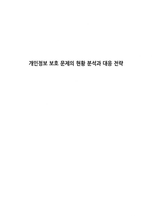 개인정보 보호 문제의 현황 분석과 대응 전략