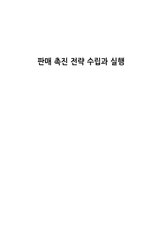 판매 촉진 전략 수립과 실행
