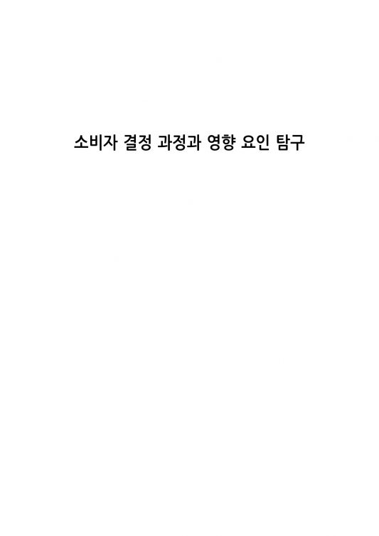 소비자 결정 과정과 영향 요인 탐구