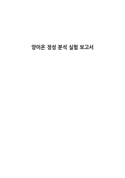 양이온 정성 분석 실험 보고서