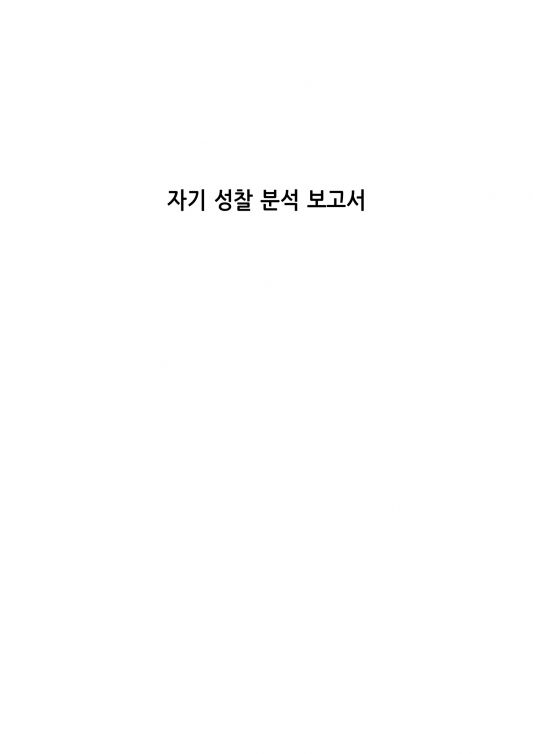 자기 성찰 분석 보고서
