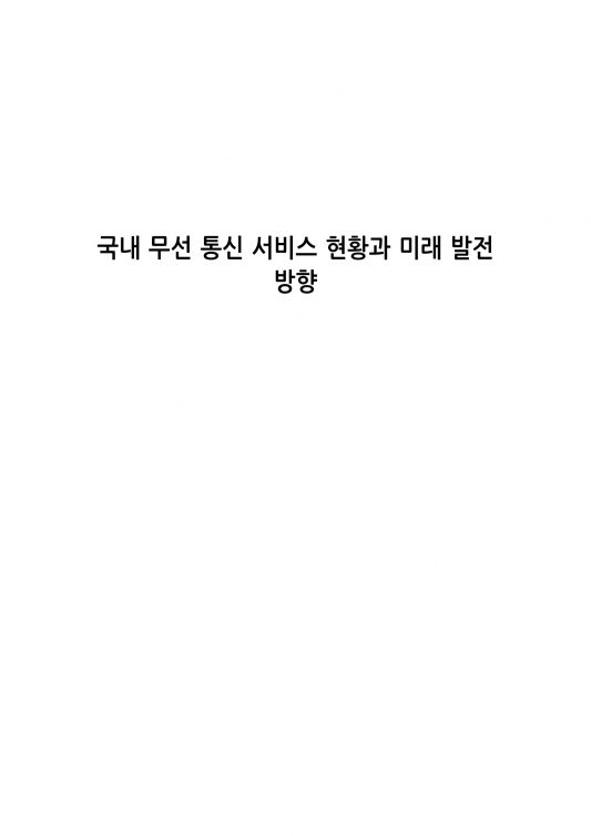 국내 무선 통신 서비스 현황과 미래 발전 방향