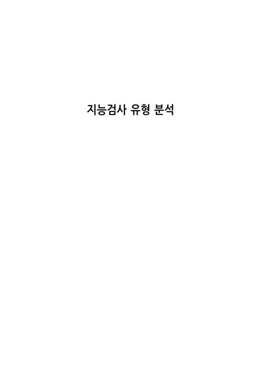 지능검사 유형 분석