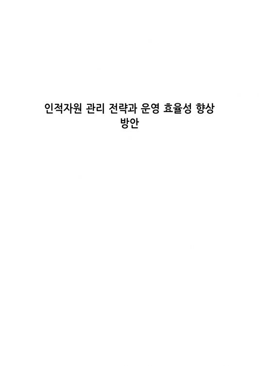 인적자원 관리 전략과 운영 효율성 향상 방안
