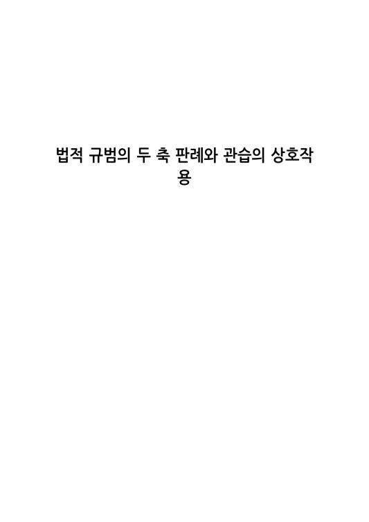 법적 규범의 두 축 판례와 관습의 상호작용