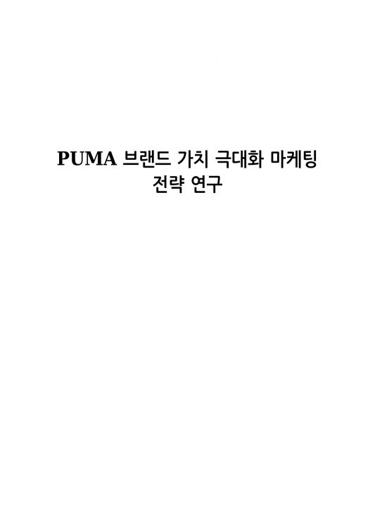 PUMA 브랜드 가치 극대화 마케팅 전략 연구