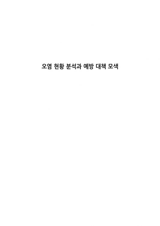 오염 현황 분석과 예방 대책 모색