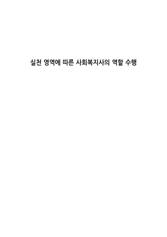 실천 영역에 따른 사회복지사의 역할 수행