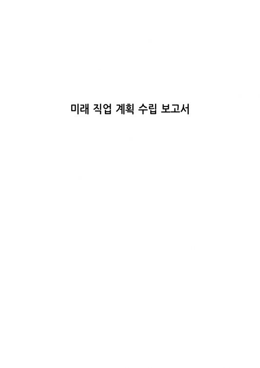 미래 직업 계획 수립 보고서