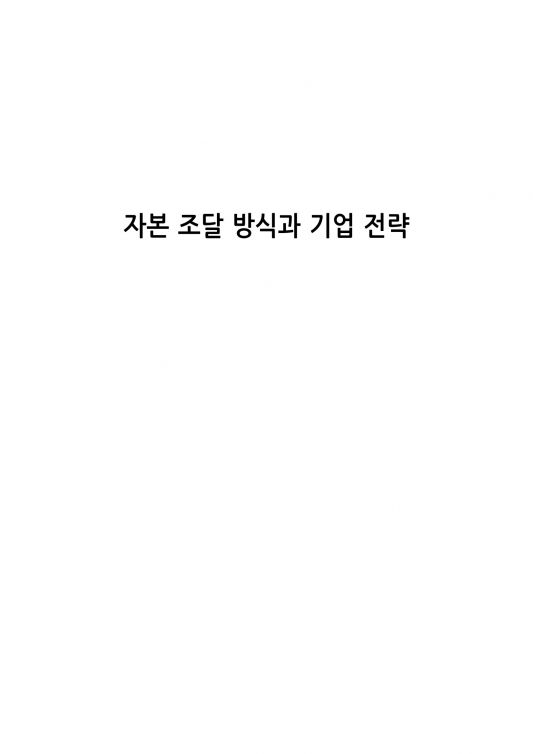 자본 조달 방식과 기업 전략