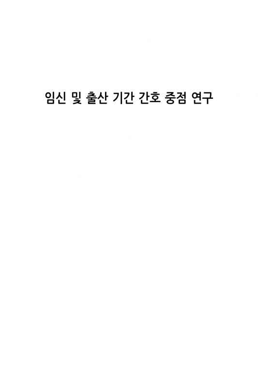 임신 및 출산 기간 간호 중점 연구