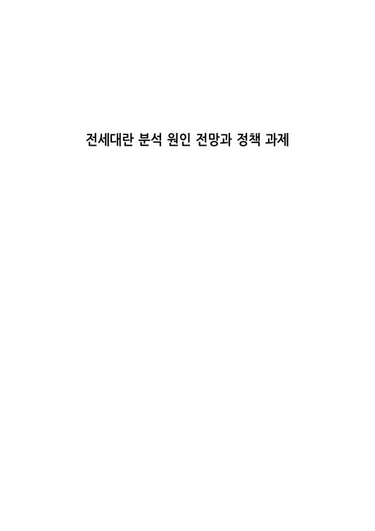 전세대란 분석 원인 전망과 정책 과제