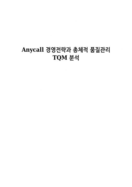 Anycall 경영전략과 총체적 품질관리 TQM 분석
