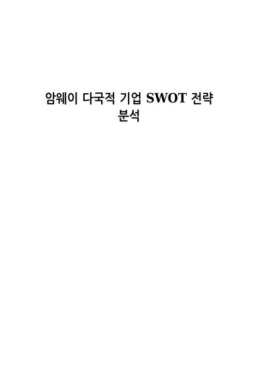 암웨이 다국적 기업 SWOT 전략 분석