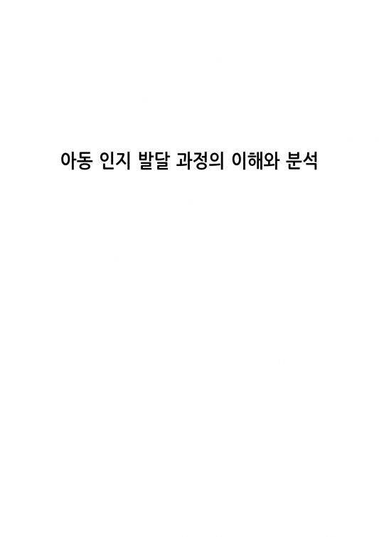 아동 인지 발달 과정의 이해와 분석