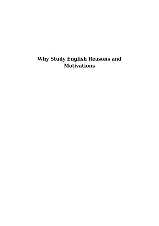 Why Study English Reasons and Motivations