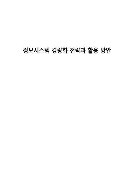 정보시스템 경량화 전략과 활용 방안