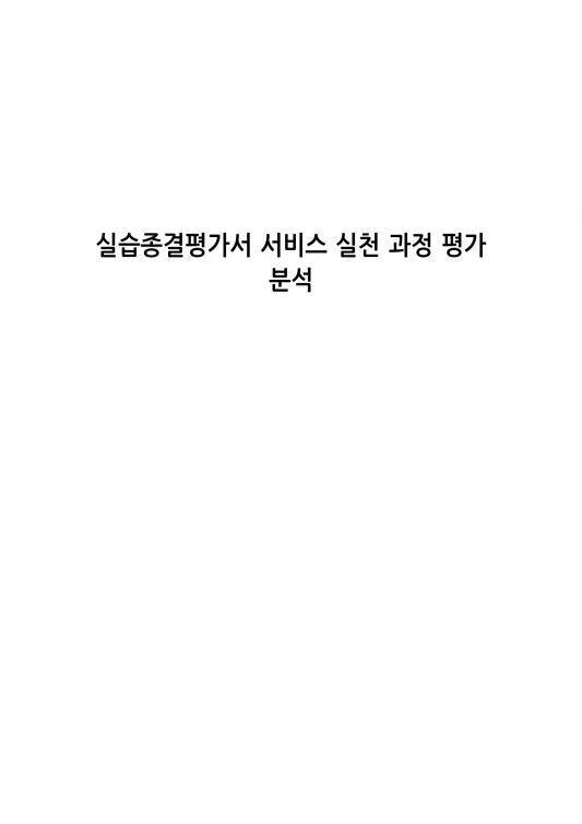 실습종결평가서 서비스 실천 과정 평가 분석